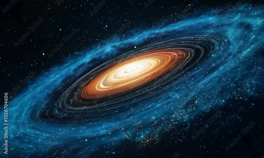 Tilt shot with dark matter distribution: The camera starts by focusing ...