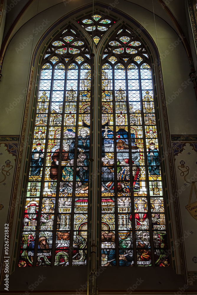 Interior of Neo-Gothic Krijtberg (or St Francis Xavier Church, 1883) - Roman Catholic rectory ...