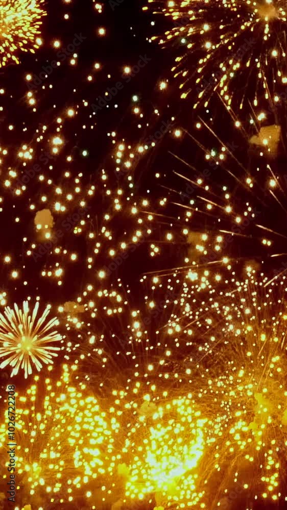 Experience a breathtaking display of golden fireworks bursting against ...