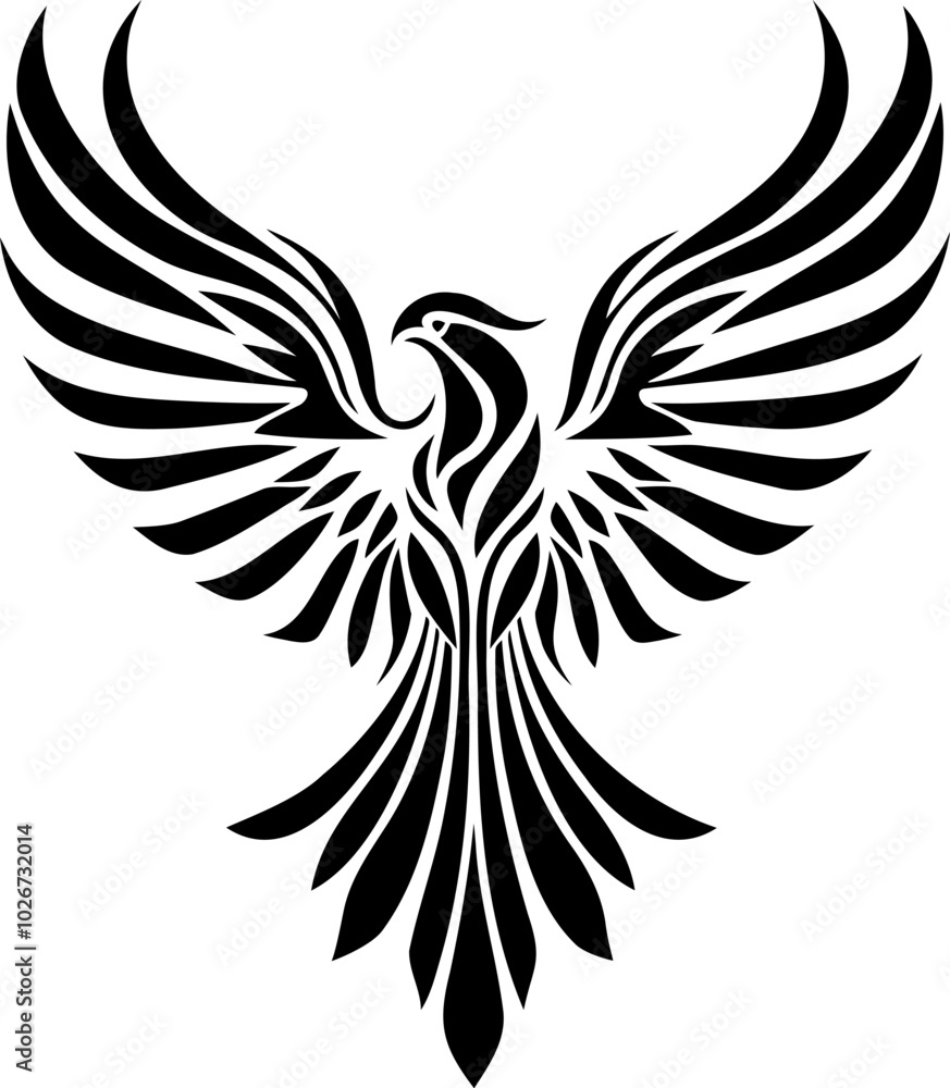 Phoenix laser cut, bird witg big wings silhouette vector eps, Dove cnc ...