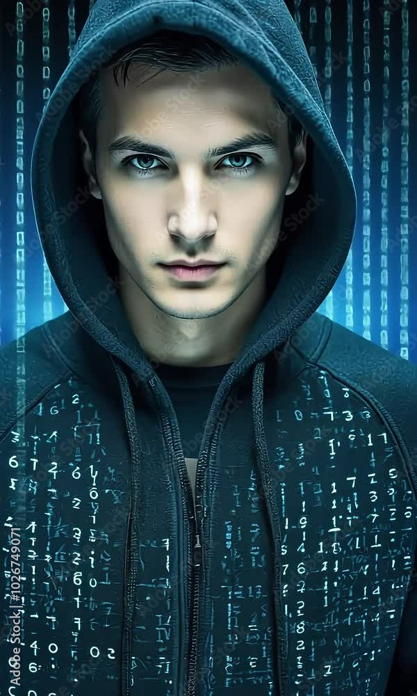 thief matrix instead face code digital darknet concept data security ...