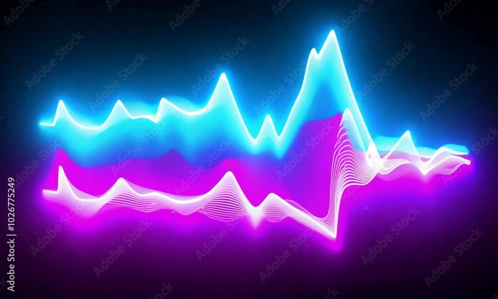 cute, animated soundbars rising and falling in sync with neon-colored ...