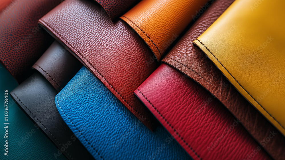 a vibrant row of various colored leathers showcasing a spectrum of ...