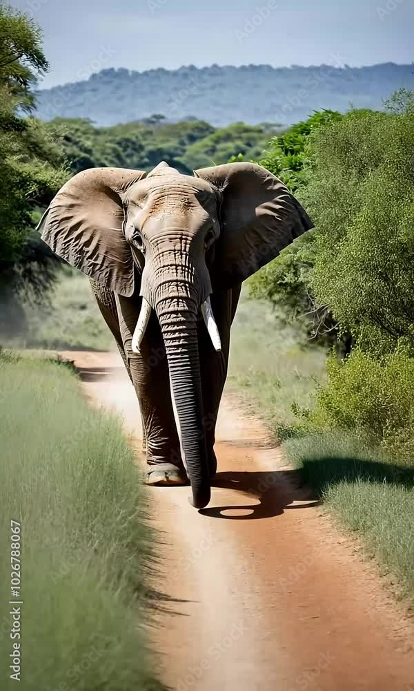 approaching elephant elephant large huge big teeth tusk ivory bull red ...