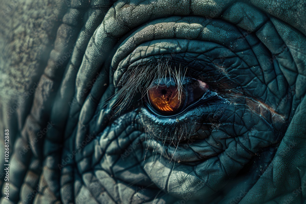 This close-up captures the remarkable textures of an elephant's skin ...