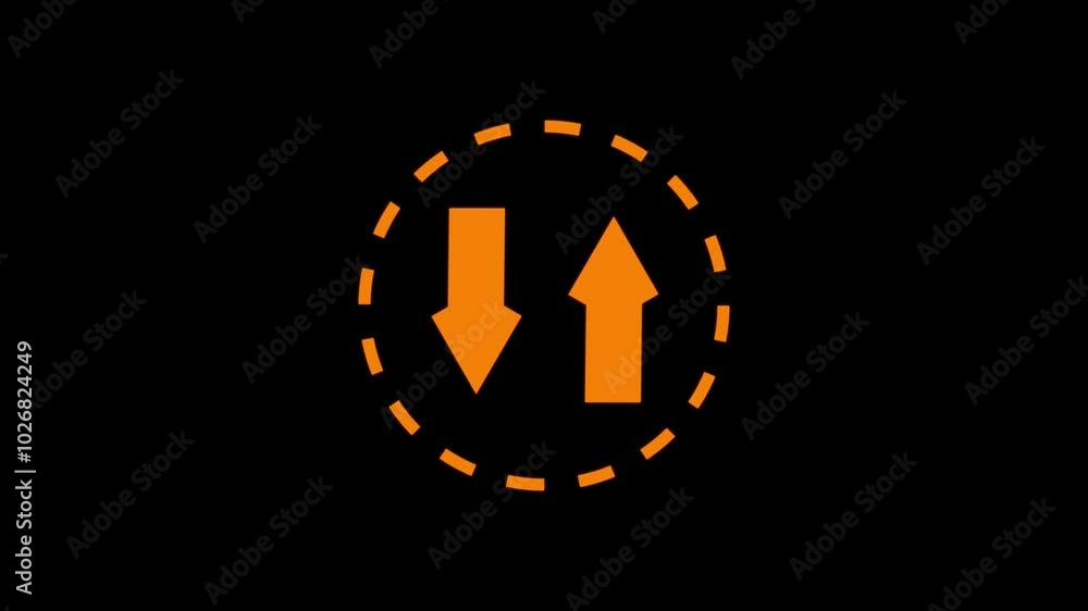 arrow symbol. Two Moving arrow on up down. inside a circle, arrow ...
