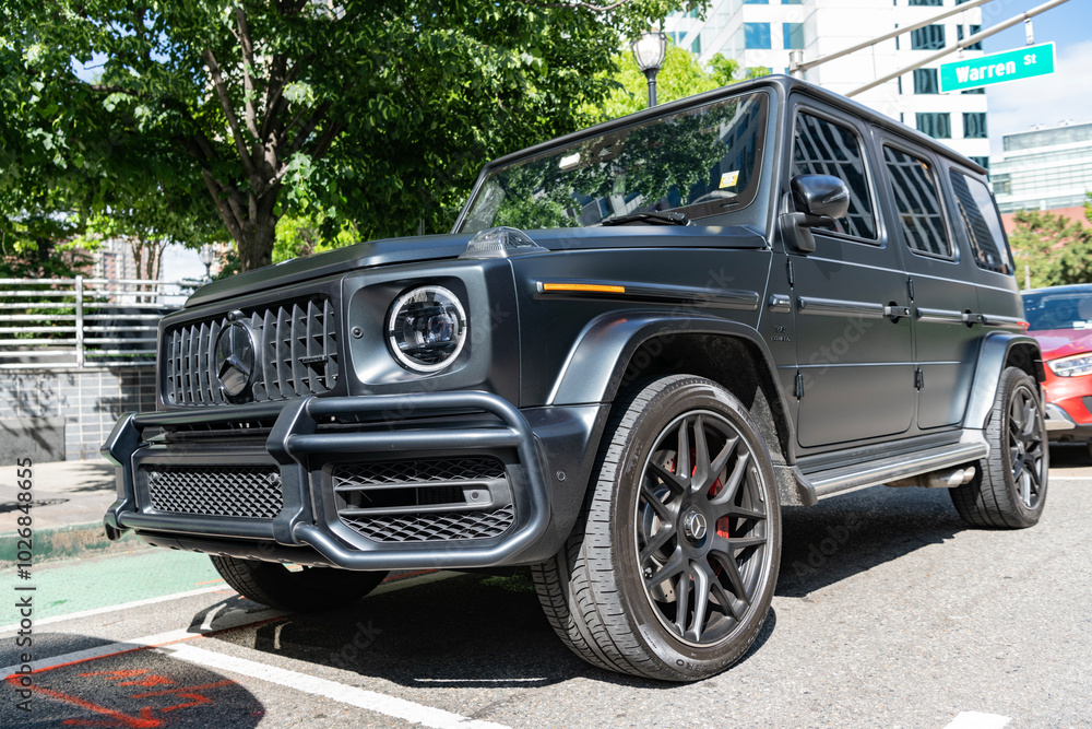 New York City, USA - May 19, 2024: 2021 Mercedes Benz AMG G63. Black ...