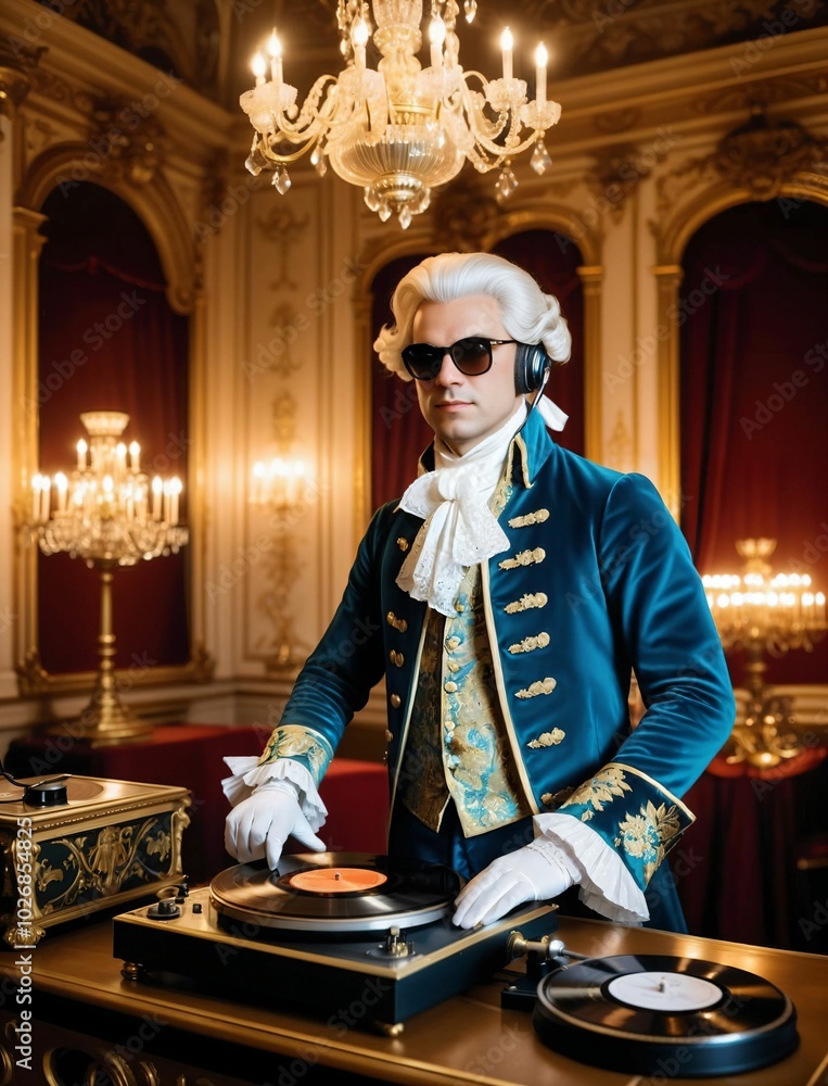 Wulfgang Amadeus Mozart Wearing 18th Century Rococo Costume, Modern ...