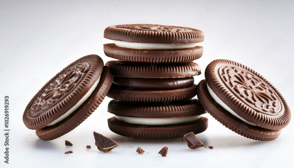 close-up shot of three Oreo cookies, showcasing their intricate ...