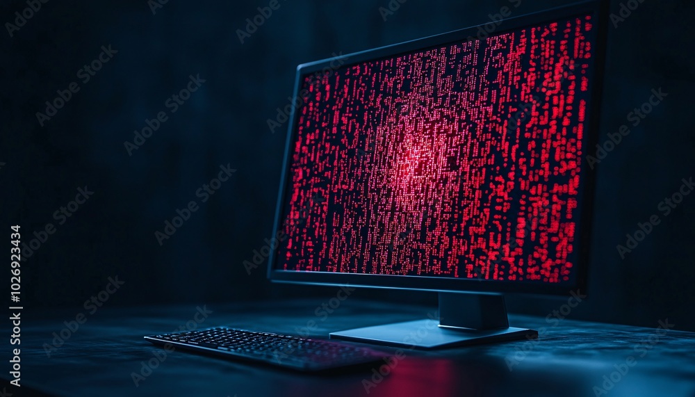 Glitchy Malfunction Warning on Desktop Display in Modern Workspace ...