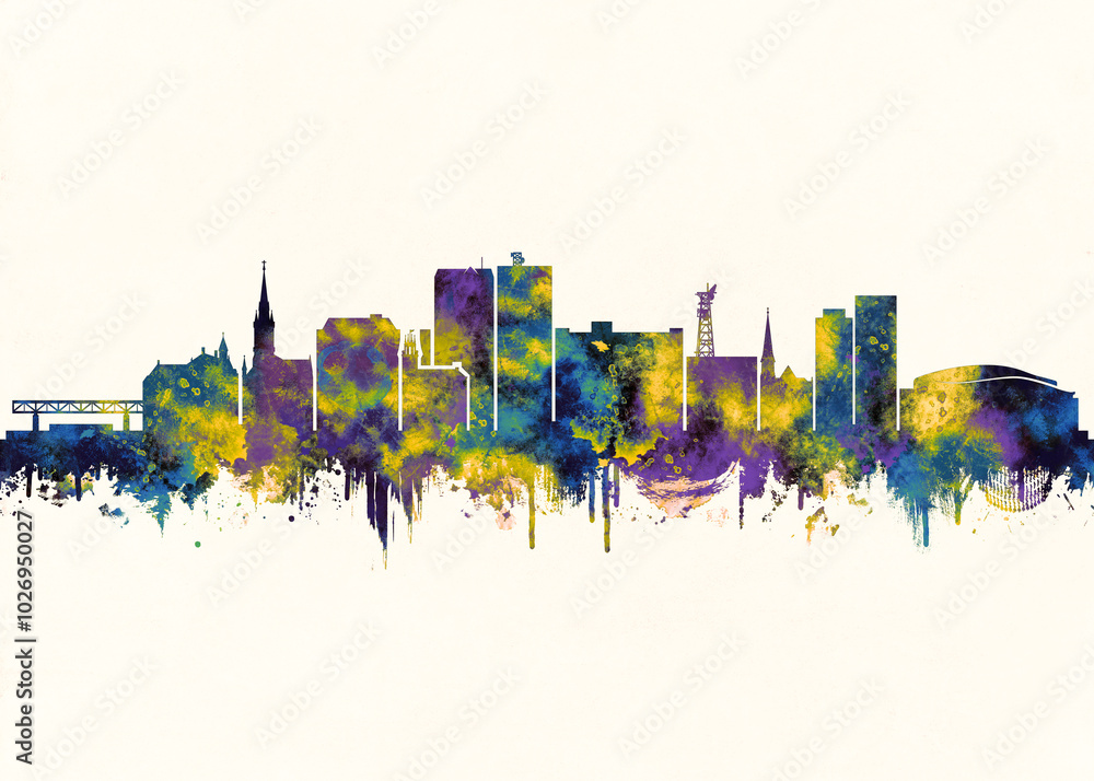 Manchester USA City Skyline. Cityscape Skyscraper Buildings Landscape ...