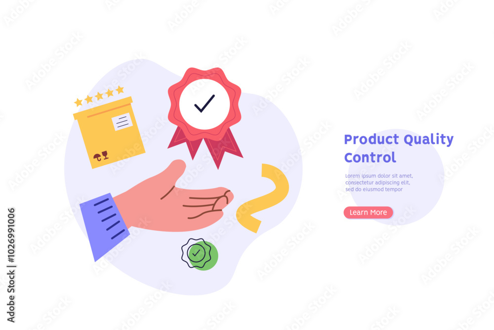Product quality control illustration. Concept of product guarantee ...