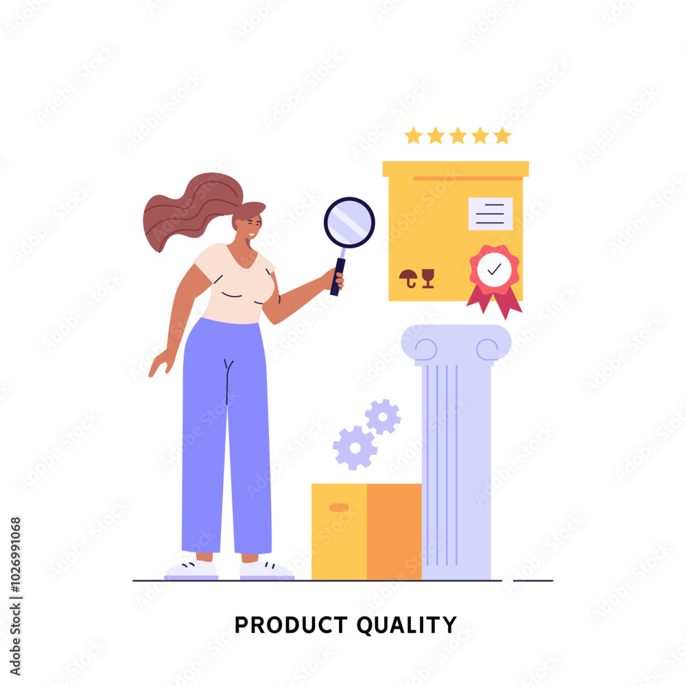Product quality control illustration. Concept of product guarantee ...