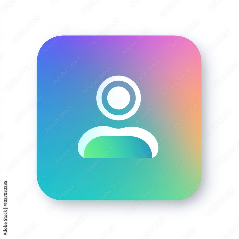 Colorful user profile icon on gradient background, modern digital ...