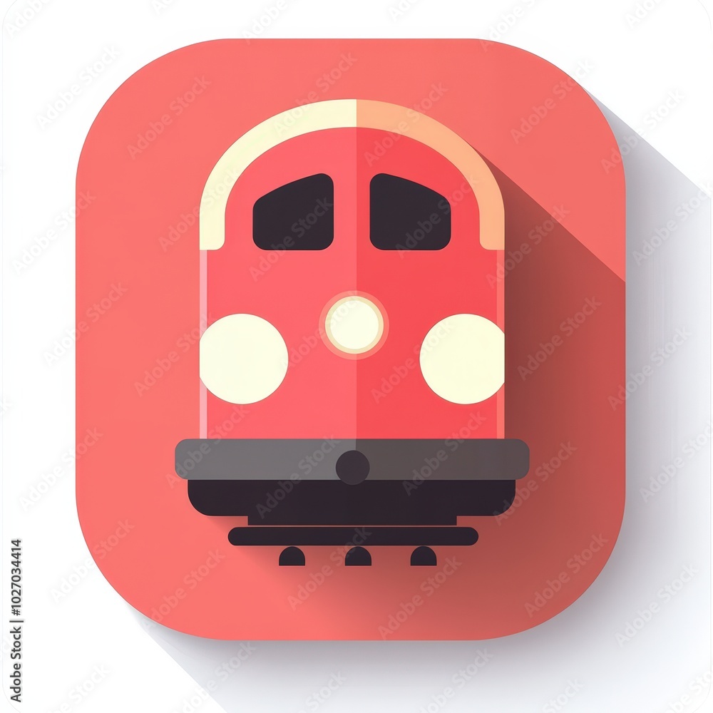 Iconic red train illustration with a minimalist design on a vibrant ...