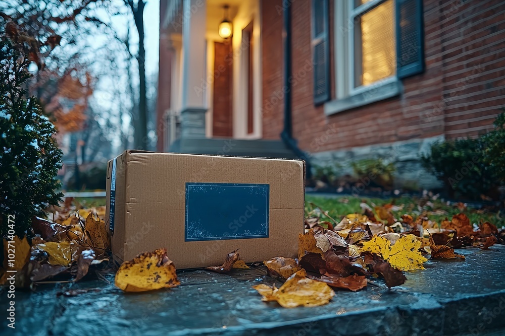 A package delivered to a customer's home, with labels showing “Carbon ...