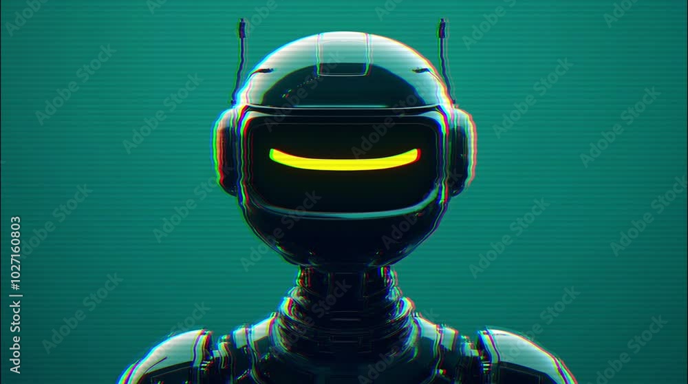 artificial intelligence full-face friendly robot. 3D robot AI ...