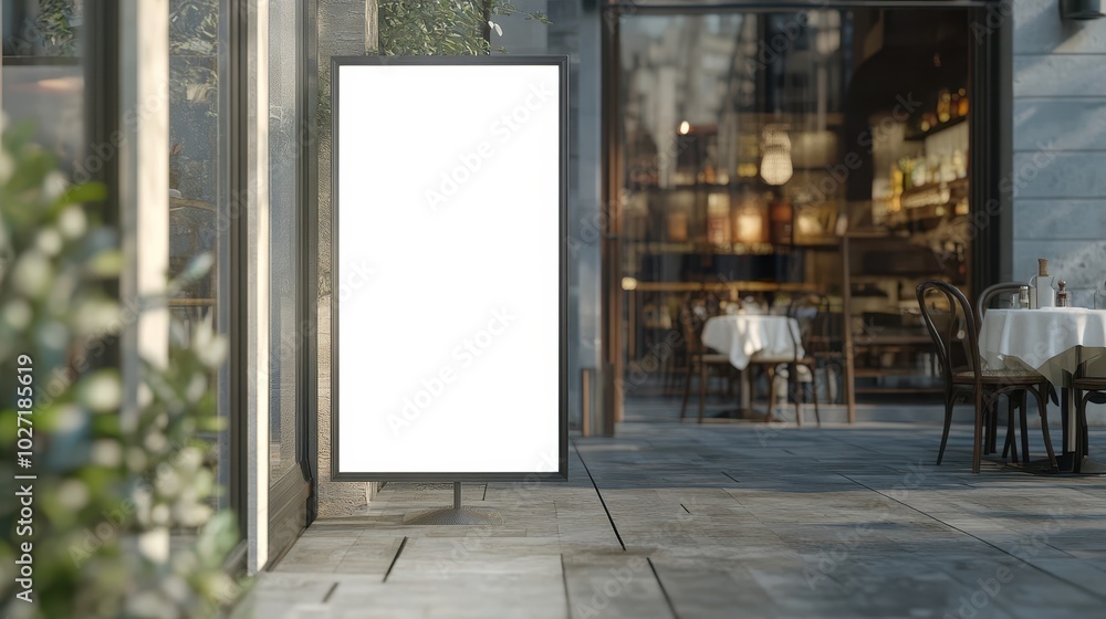 White billborad for new product advertisement at the entrance of ...