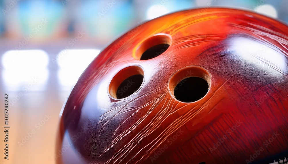 Close-up of Vibrant Bowling Ball Surface with Finger Holes Highlighting ...