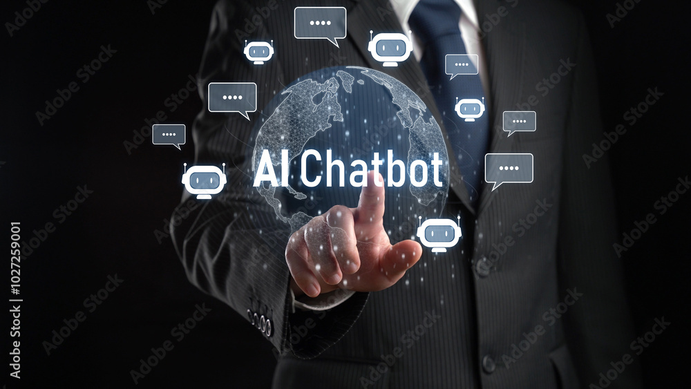 Human interact with AI artificial intelligence virtual assistant ...