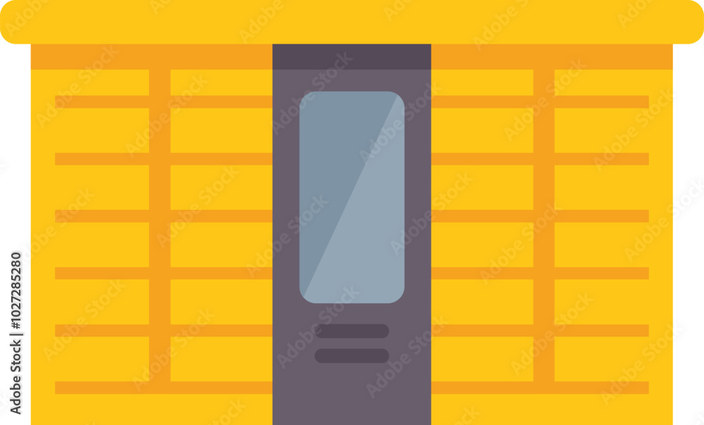 Simple vector illustration of a modern automated parcel locker terminal ...