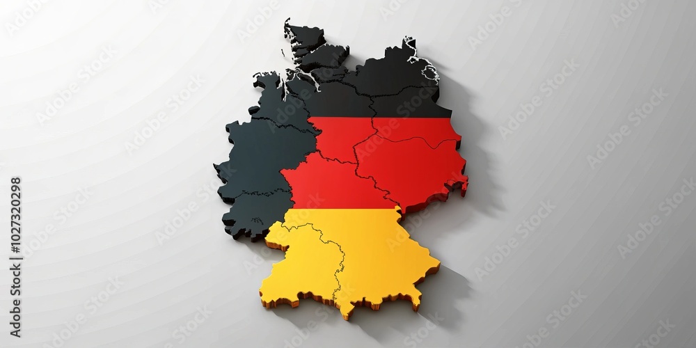 Create a simplified outline map of Germany featuring black, red, and ...