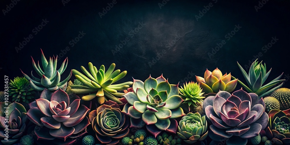 Floral decorative banner featuring an array of succulent plants and ...