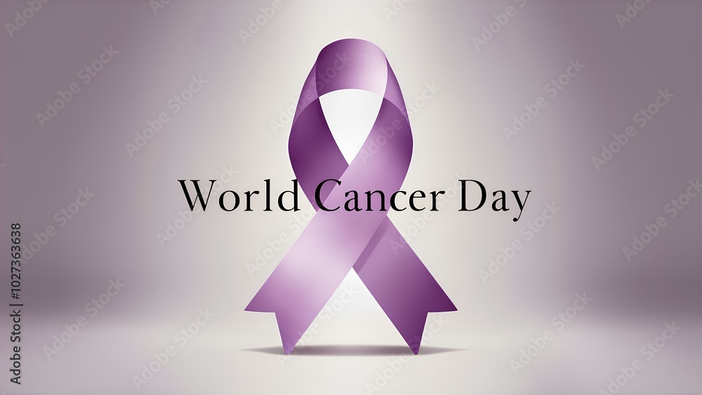 Purple ribbon - a symbol of the fight against all types of cancer on a ...