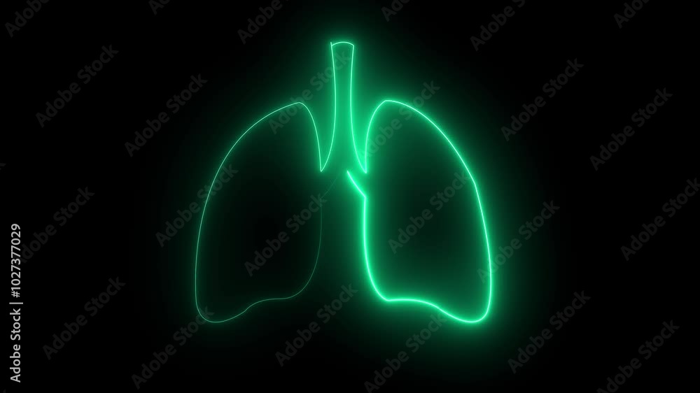 The appearance of the neon glowing symbol lungs. neon human Lungs icon ...