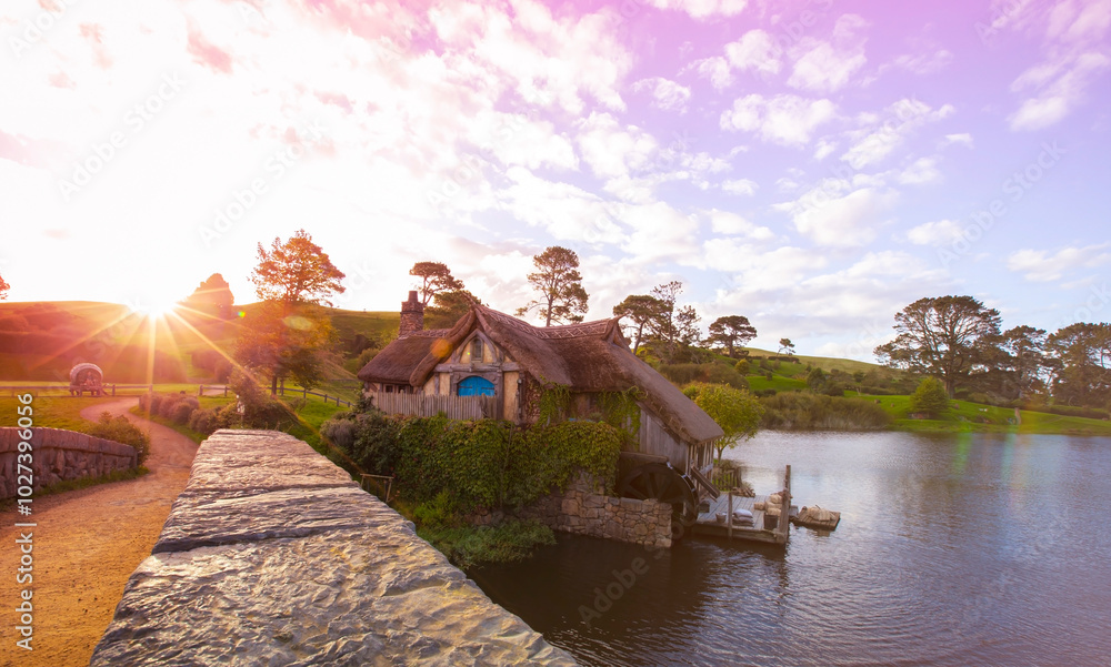 MATAMATA- NEW ZEALAND -NOVEMBER -2- 2022: Hobbiton - movie set created ...