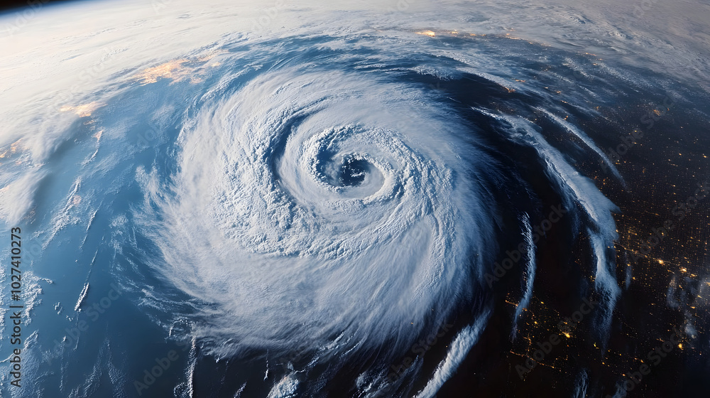 A satellite view of a polar vortex descending over the northern ...