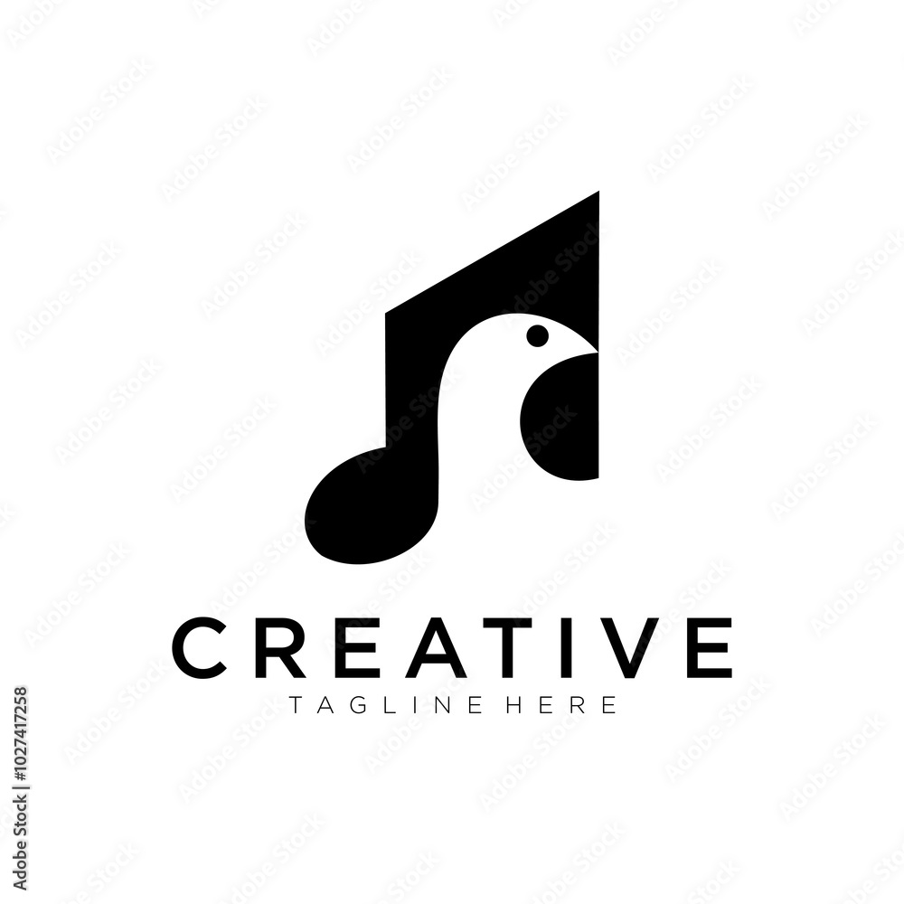 rhythm logo of singing birds a combination of nature and sound Stock ...