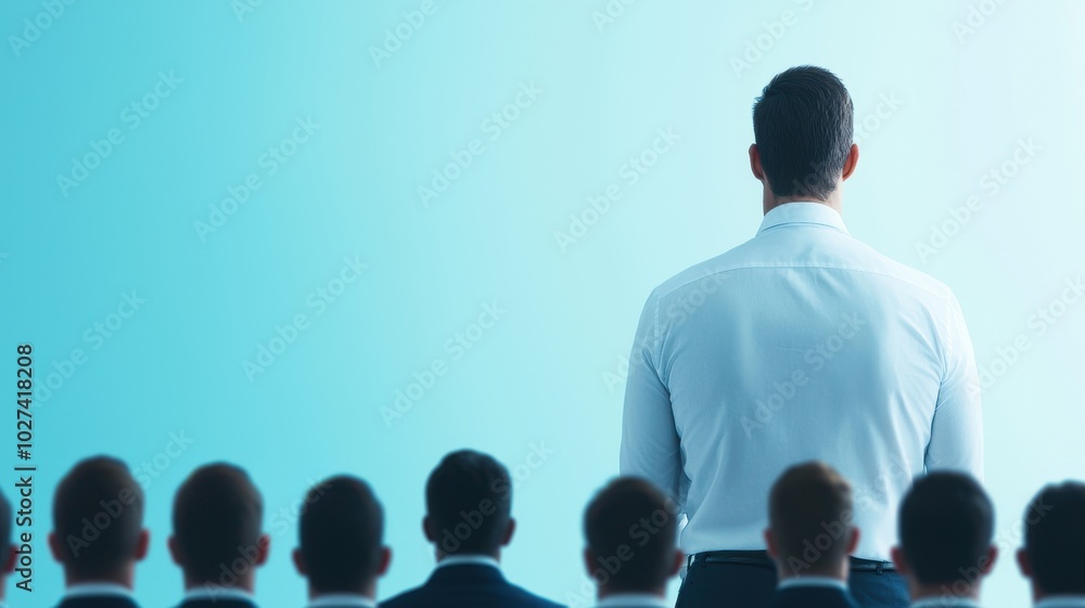 Inspiring Leader Addressing a Group from the Front, Concept ...