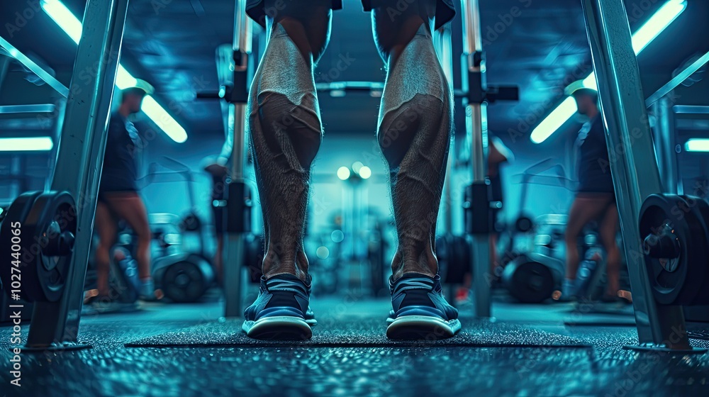 Powerful Leg Muscles in Action at Gym Weight Machine, Close-Up of ...
