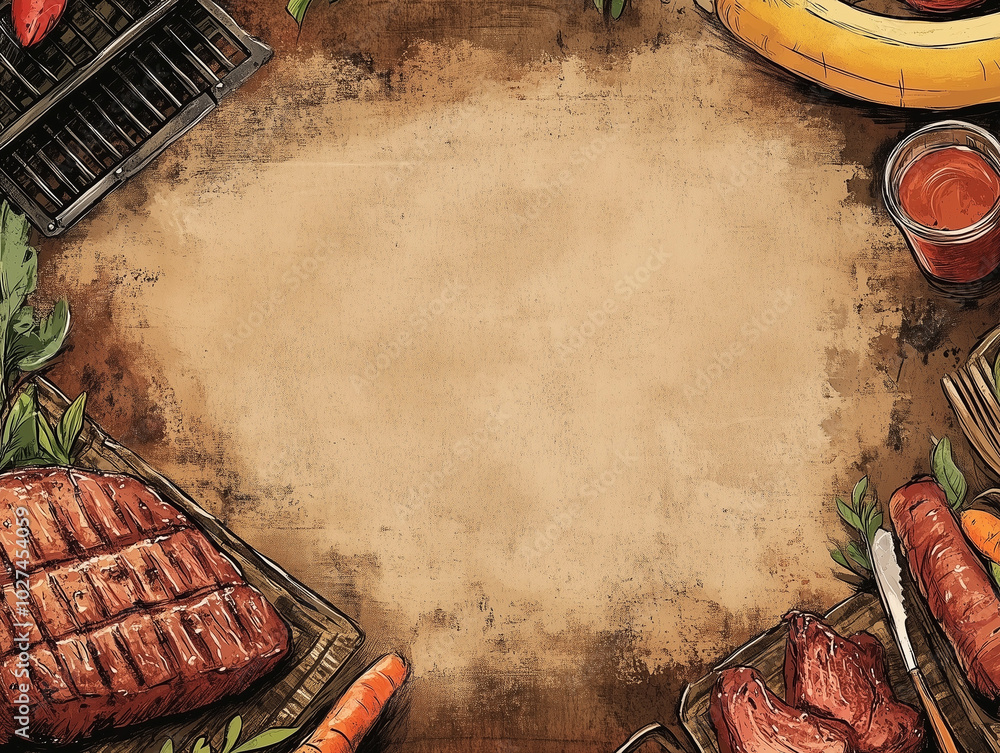 Rustic BBQ Invitation with Space for Menu and Grilling Details: Perfect ...