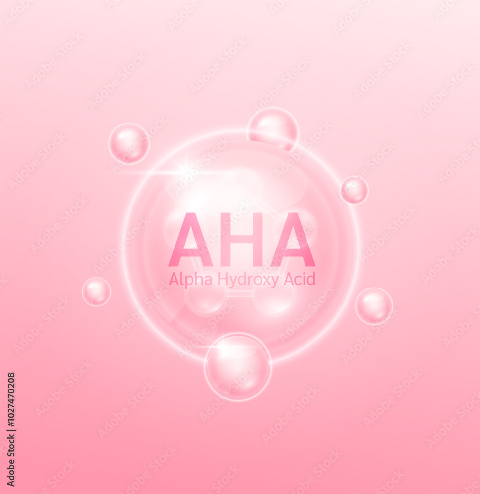 AHA Alpha Hydroxy Acid solution pink. Serum skin care face for ...
