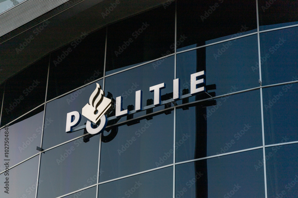 Politie logo sign HUB50 Utrecht. HUB50 is a building owned by and for ...