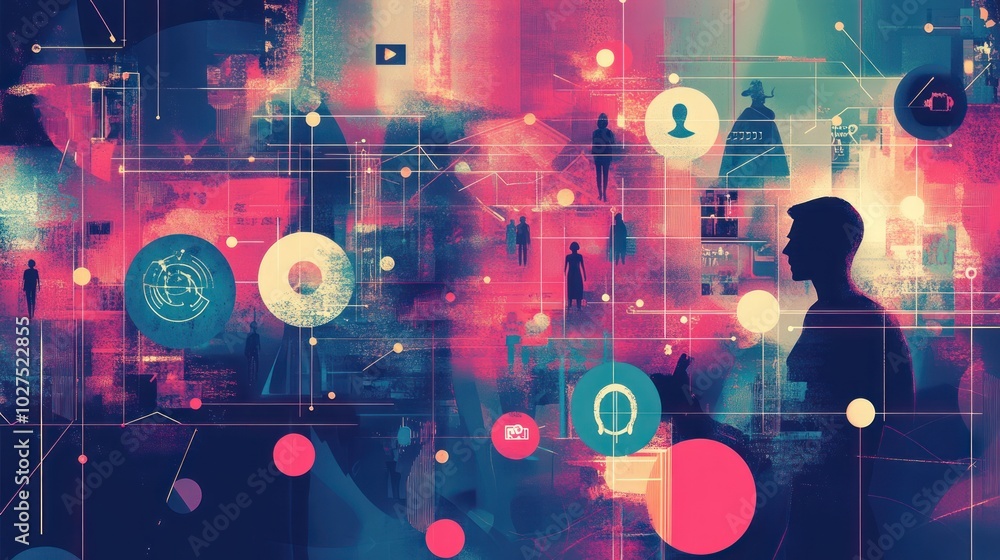 Cultural and social impact technology background, portraying the fusion ...