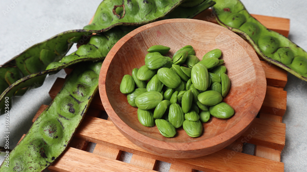 Raw Pete or Petai ,Popular Stinky Bitter Bean.In Indonesia, Malaysia ...