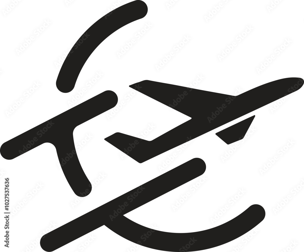 Airplane icon takeoff logo black pictogram set vector or plane take off ...