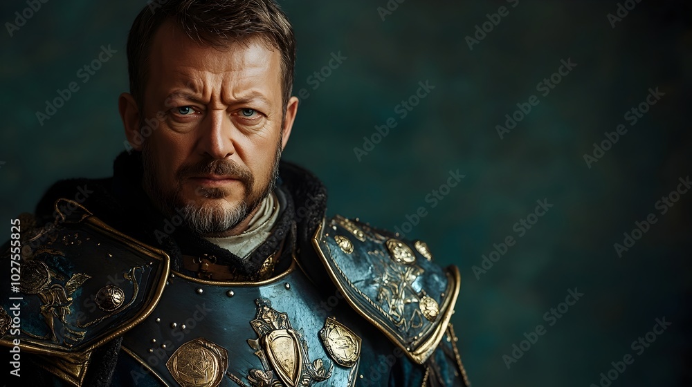 Proud and Commanding Portrait of a Middle aged Medieval Knight Dressed ...