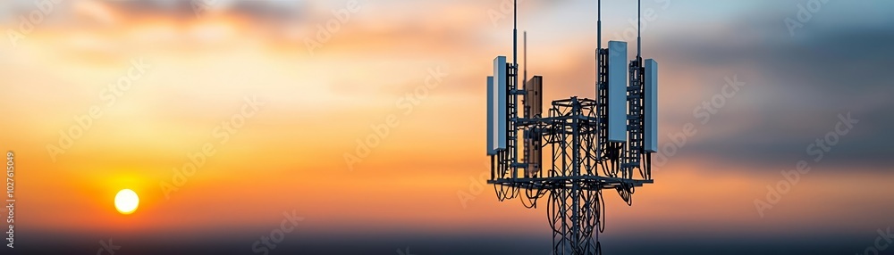 Cellular tower equipped with 5G antennas and radio modules ...