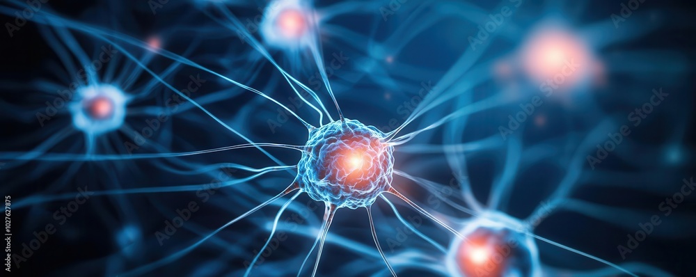 Brain cells under microscope, high-definition visualization of neurons ...