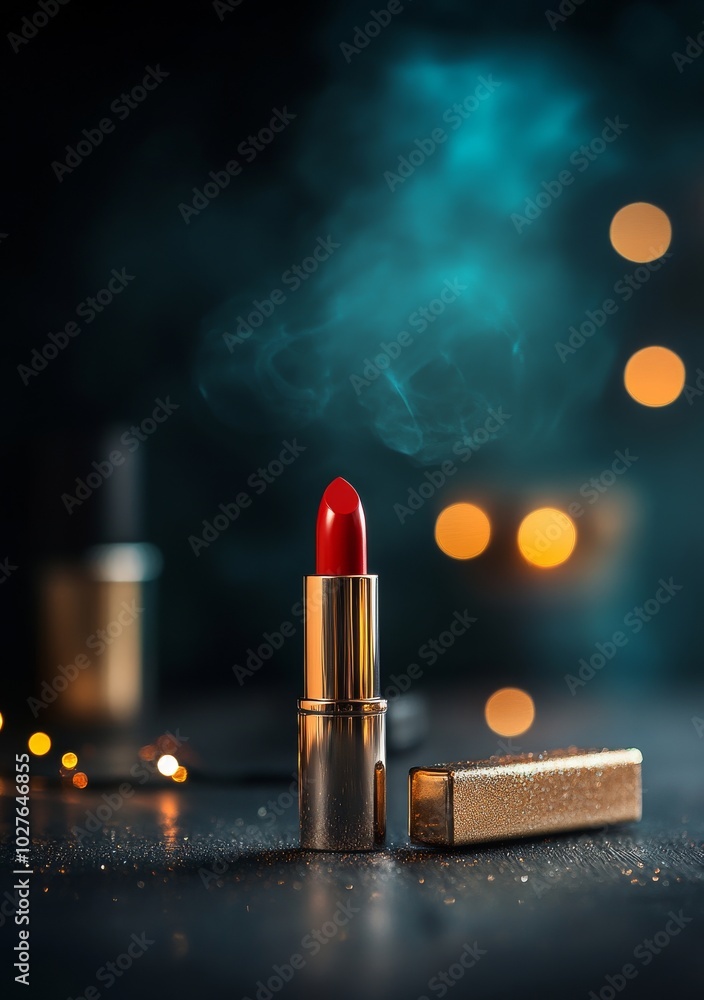 Red Lipstick in Smoke: A captivating close-up of a classic red lipstick ...