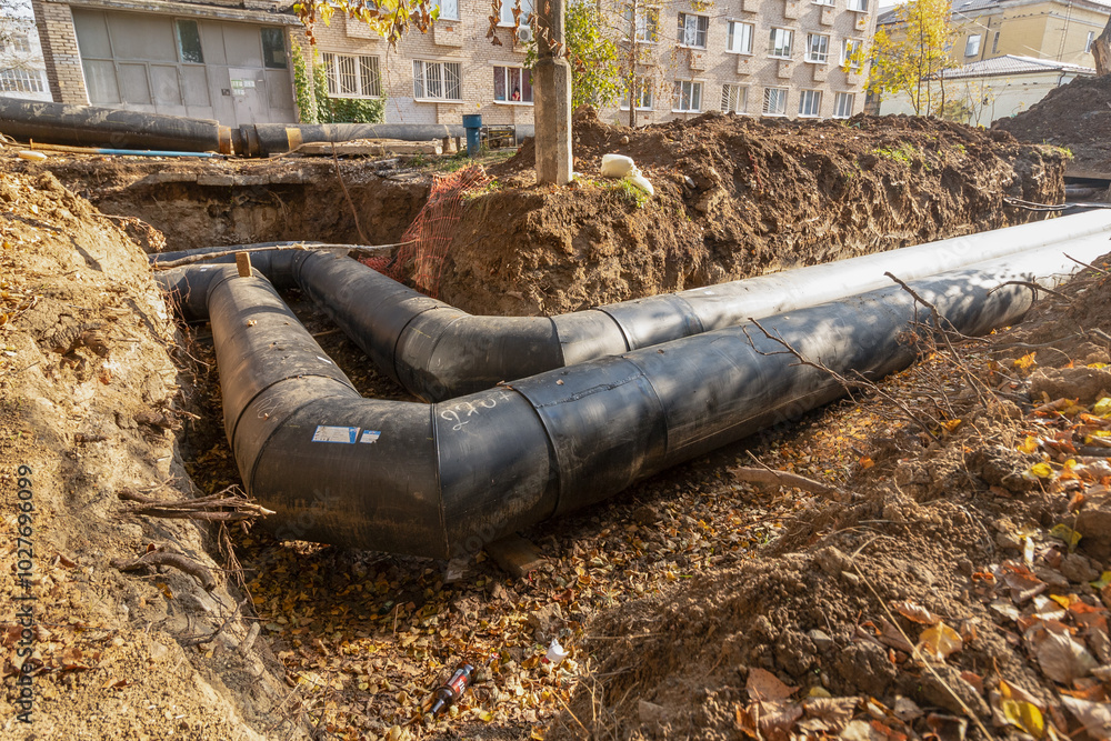 Heating main repair. Replacement, laying of heating and water pipes ...