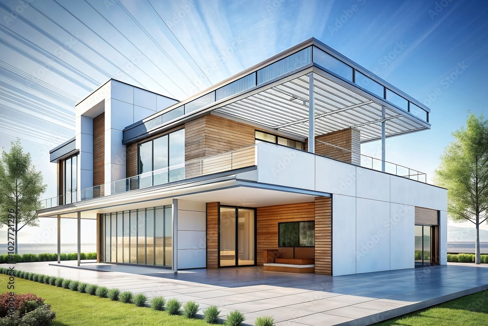 clean, environment, Elevation of a modern building with Styrofoam ...