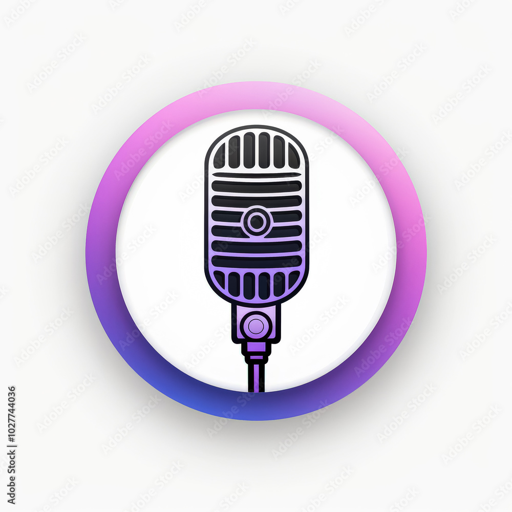 Microphone with purple and white colors. The microphone is a symbol of ...