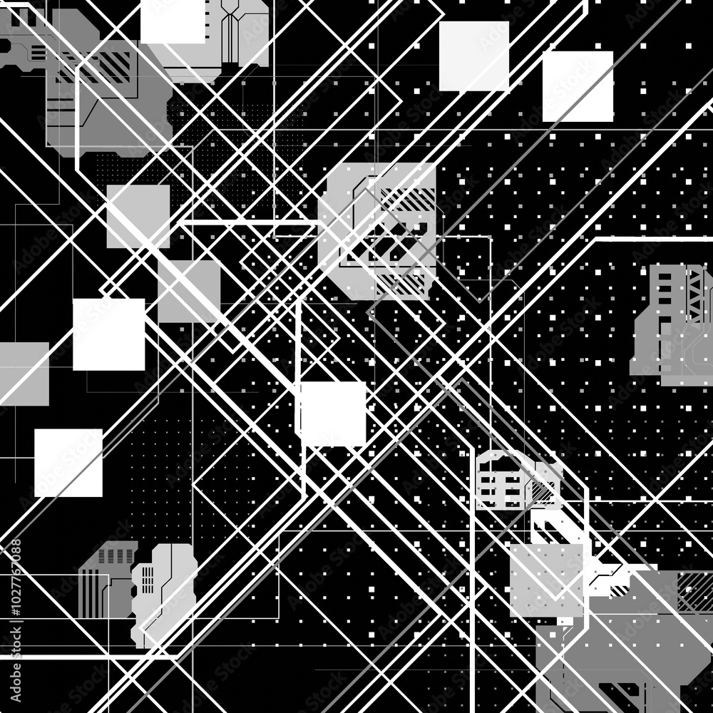 Abstract sci-fi cyberpunk texture background displacement map grayscale ...