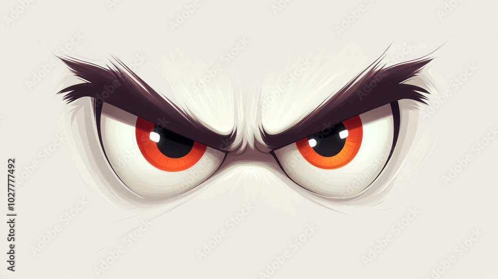The character of the eyes looks expression serious mixed with anger ...