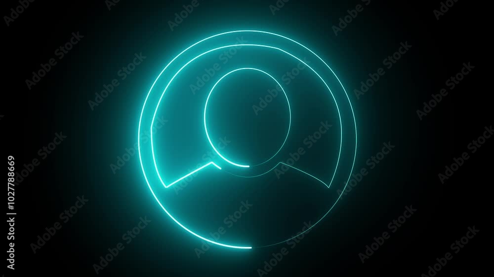 Neon User icon on dark background. Neon profile icon. Avatar user ...